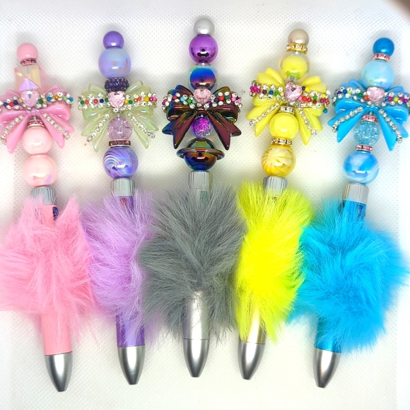 Hand Crafted | Office | Sparkle Bow Furry 4color Pen Pick One | Poshmark
